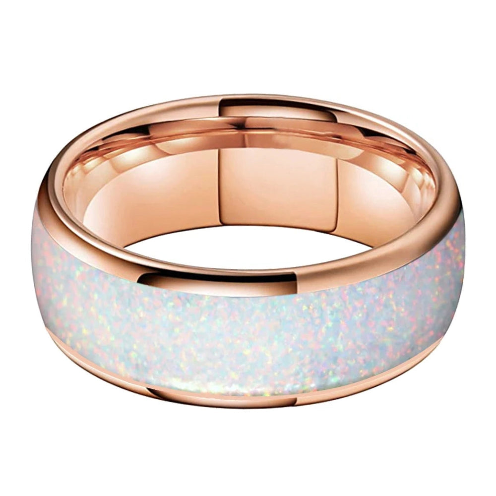 Pink Opal & Tungsten Wedding Ring – 8mm | Tymber Gear